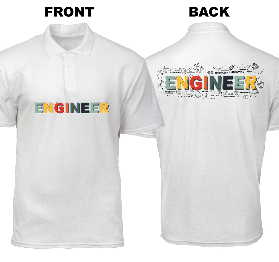 Cotton Polo Shirt: Engineer Colorful (Front and Back) – Printaco